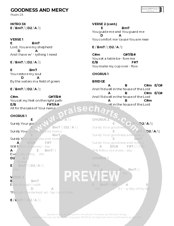 Goodness And Mercy Chords PDF (Doorpost Songs / Dave and Jess Ray ... Goodness And Mercy Chords PDF (Doorpost Songs / Dave and Jess Ray ...