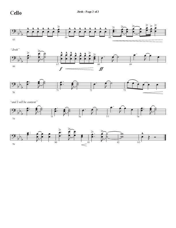 Jireh (Choral Anthem SATB) Cello Sheet Music PDF (Semsen Music / Arr. Cliff Duren) - PraiseCharts
