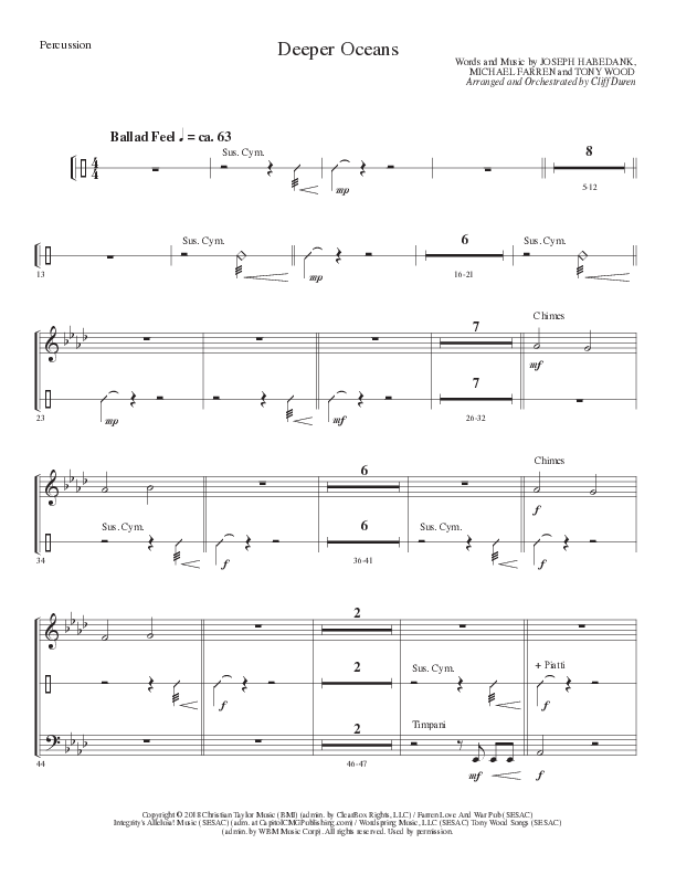 Deeper Oceans (Choral Anthem SATB) Percussion Sheet Music PDF (Lillenas Choral / Arr. Cliff ...