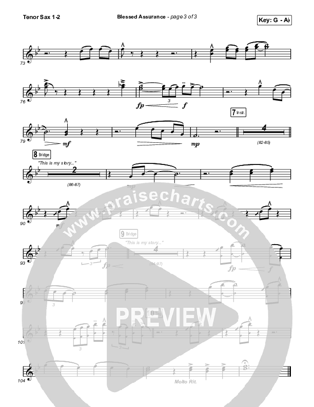 Blessed Assurance Live Tenor Sax Sheet Music Pdf Cain David