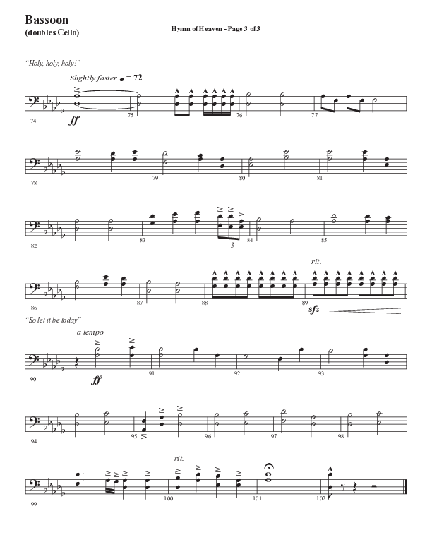 Hymn Of Heaven with Holy Holy Holy (Choral Anthem SATB) Bassoon Sheet Music PDF (Semsen Music ...