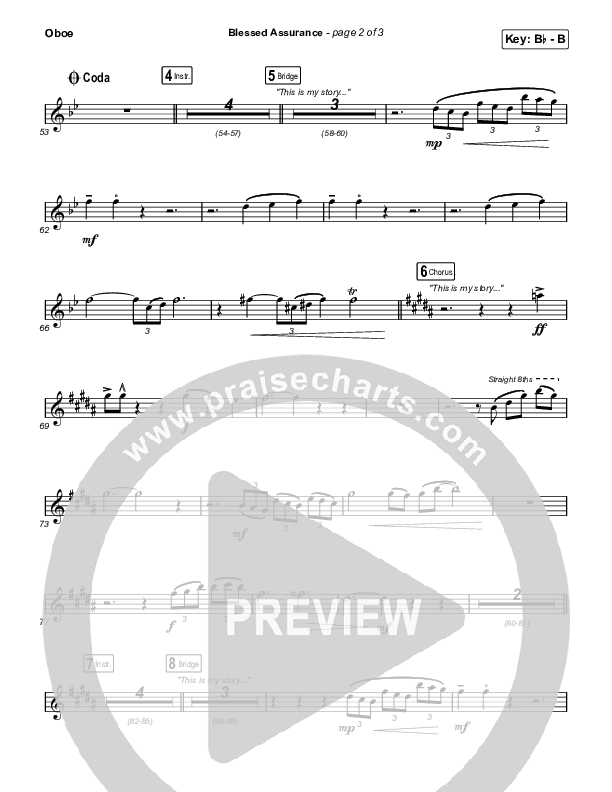 Blessed Assurance (Worship Choir/SAB) Oboe Sheet Music PDF (CAIN / David Leonard / Arr. Mason ...