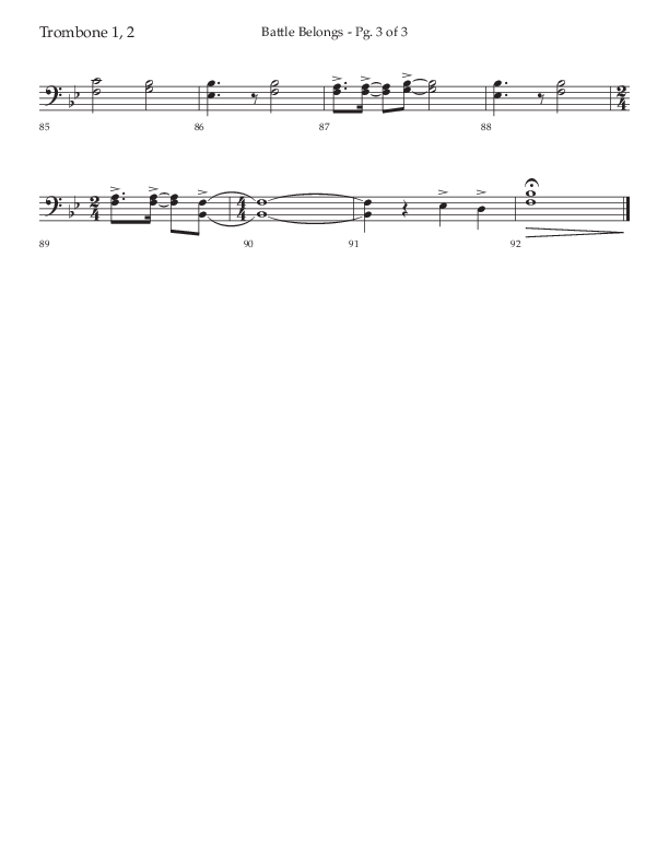 Battle Belongs (Choral Anthem SATB) Trombone Sheet Music PDF (Lifeway Choral / Arr. Craig Adams ...
