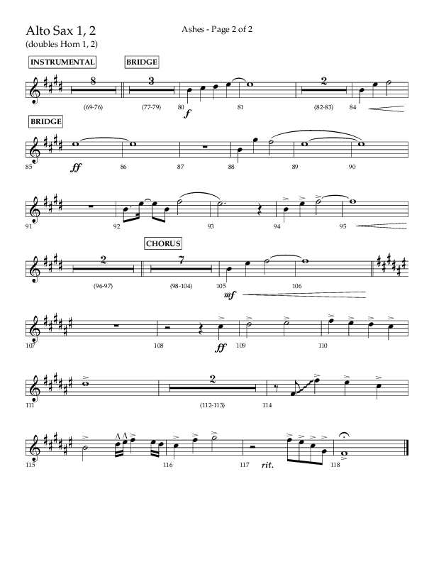 Ashes Choral Anthem Satb Alto Sax Sheet Music Pdf Lifeway Choral