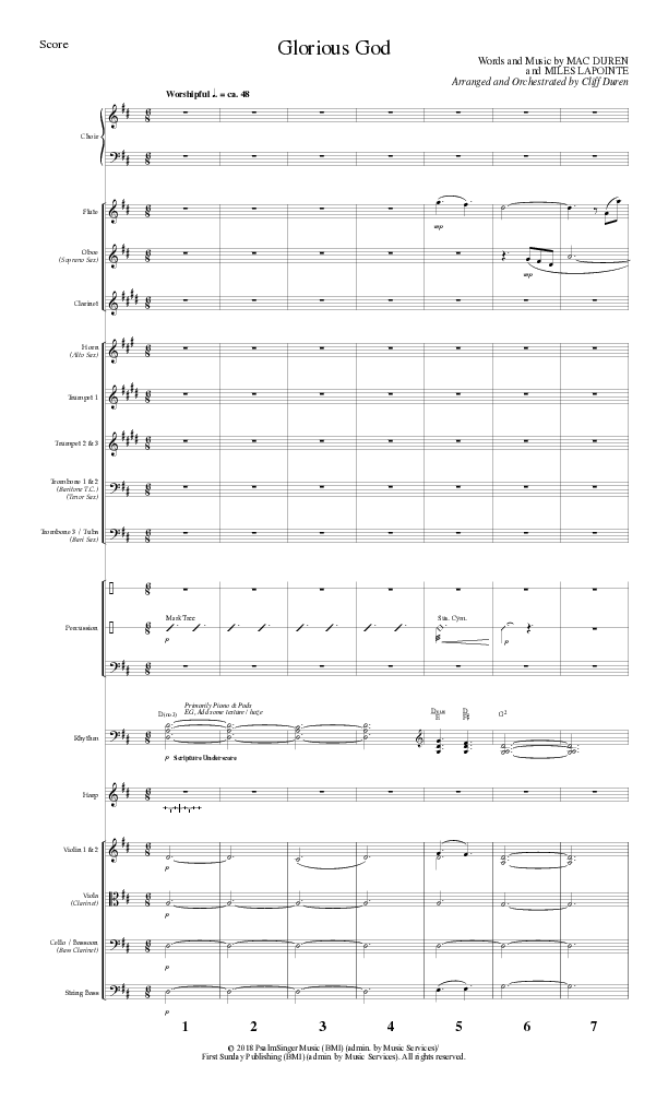 Glorious God (Choral Anthem SATB) Orchestration (Lillenas Choral / Arr. Cliff Duren) - PraiseCharts