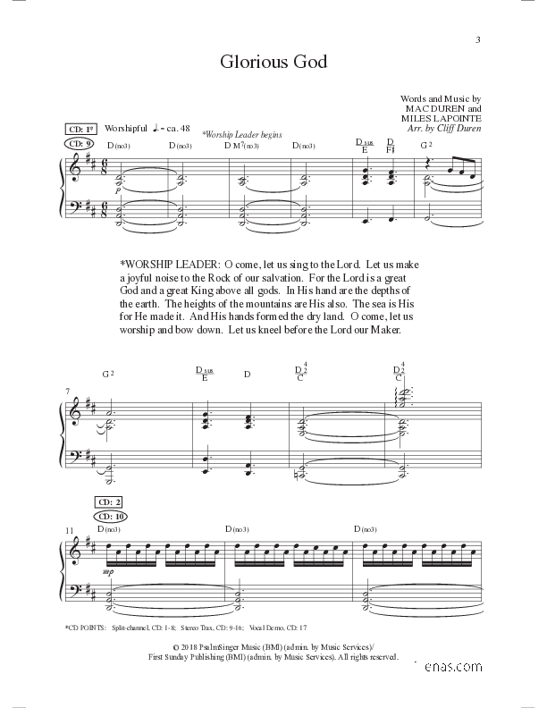 Glorious God (Choral Anthem SATB) Sheet Music PDF (Lillenas Choral / Arr. Cliff Duren ...