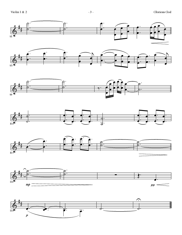 Glorious God (Choral Anthem SATB) Violin Sheet Music PDF (Lillenas Choral / Arr. Cliff Duren ...