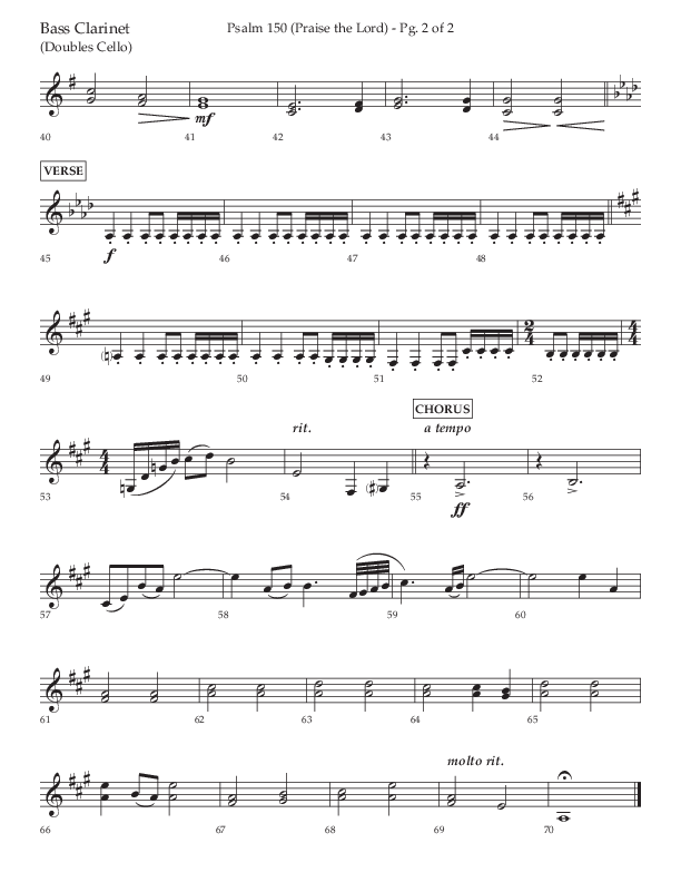 Psalm 150 Praise The Lord Choral Anthem Satb Bass Clarinetsheet