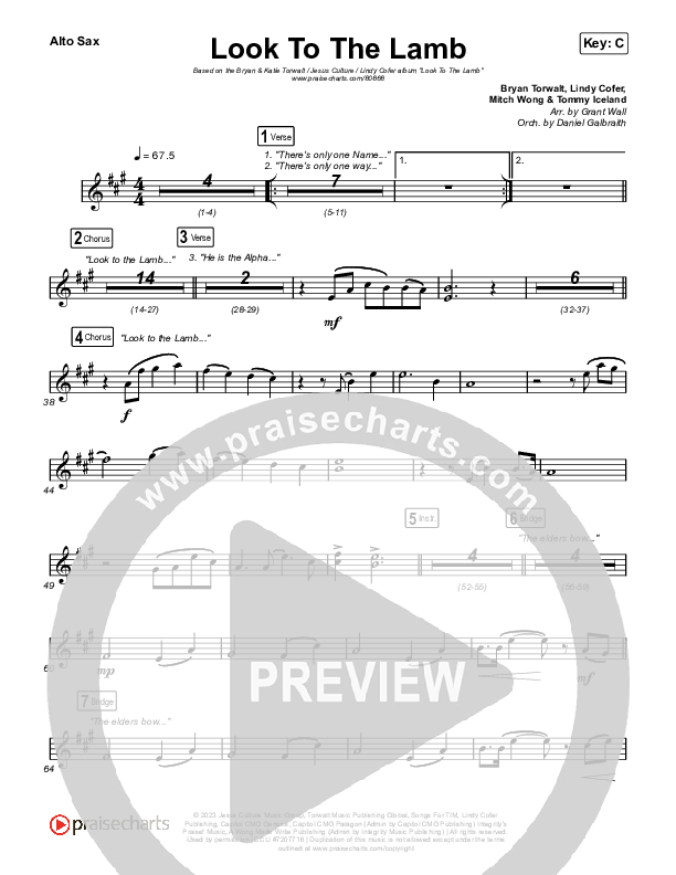 Look To The Lamb (Live) Alto Sax Sheet Music PDF (Bryan & Katie Torwalt / Lindy Cofer / Jesus ...