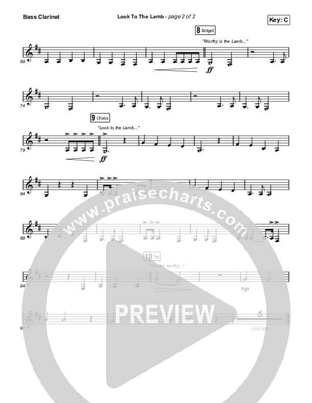 Look To The Lamb (Live) Bass ClarinetSheet Music PDF (Bryan & Katie Torwalt / Lindy Cofer ...