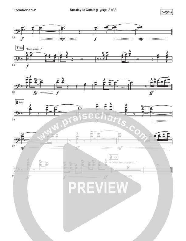 Sunday Is Coming Choral Anthem Satb Trombone Sheet Music Pdf Phil