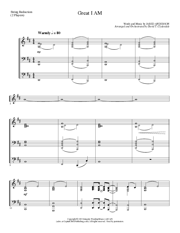 Great I Am (Choral Anthem SATB) String Reduction Sheet Music PDF (Lillenas Choral / Arr. David ...