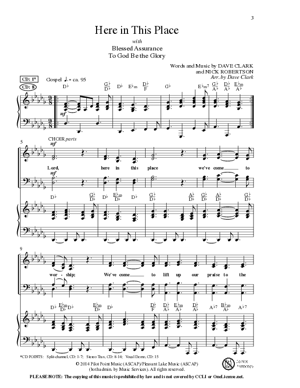 Here In This Place With Blessed Assurance To God Be The Glory Choral