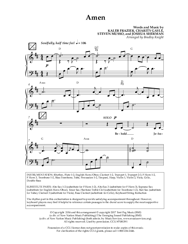 Amen (Choral Anthem SATB) Sheet Music PDF (Lifeway Choral / Arr. Bradley Knight) - PraiseCharts