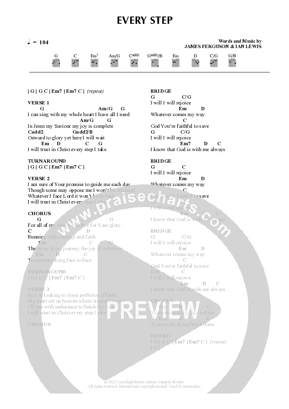 Every Step (Live) Chords PDF (CityAlight) - PraiseCharts