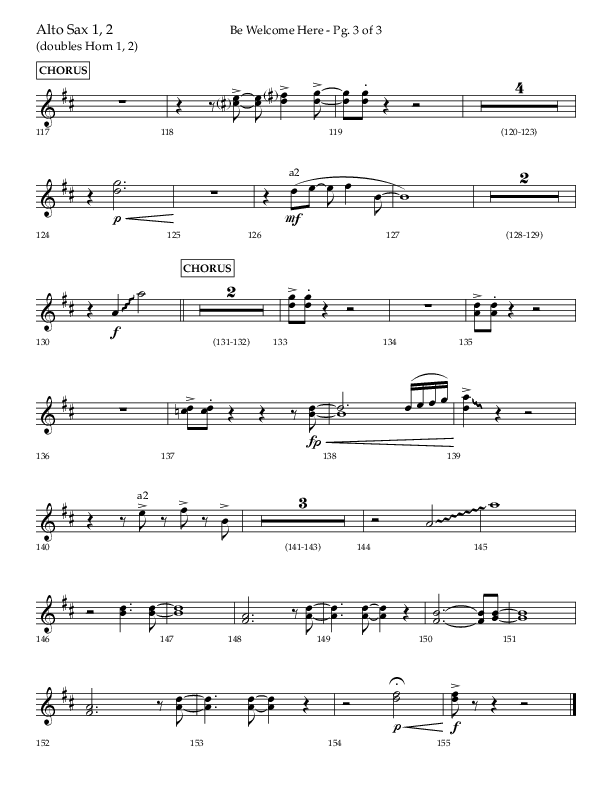 Be Welcome Here (Choral Anthem SATB) Alto Sax Sheet Music PDF (Lifeway Choral / Arr. Bradley ...