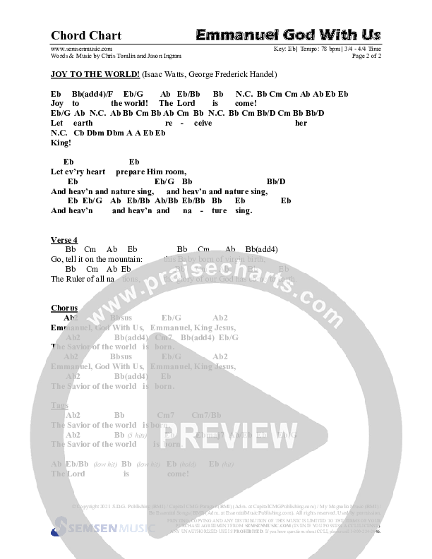 Emmanuel God With Us With Joy To The World Choral Anthem Satb Sheet