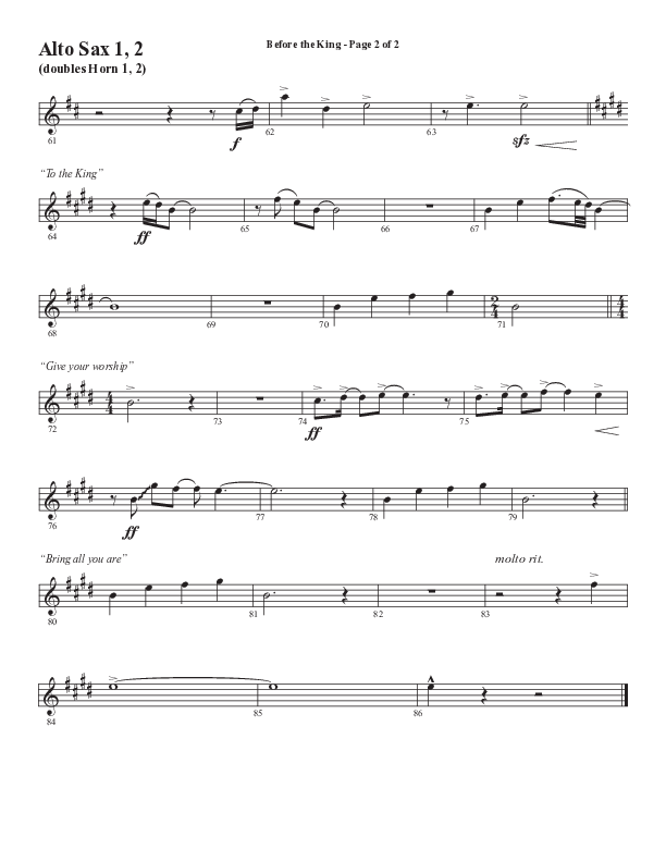Before The King (Choral Anthem SATB) Alto Sax Sheet Music PDF (Semsen Music / Arr. Cliff Duren ...