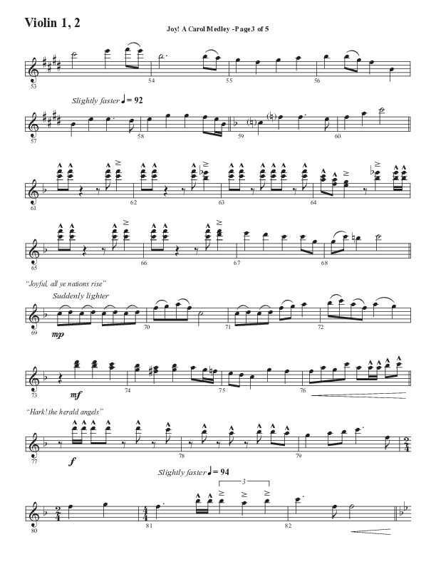 Joy A Carol Medley (Choral Anthem SATB) Violin Sheet Music PDF (Semsen Music / Arr. John Bolin ...