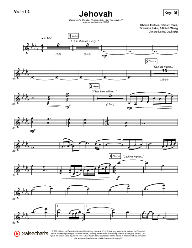Jehovah Violin Sheet Music Pdf Elevation Worship Chris Brown