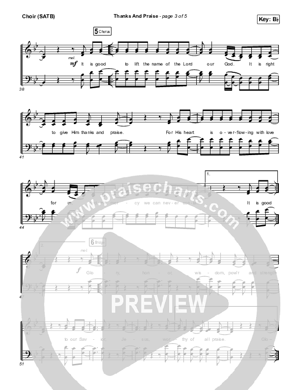 Thanks And Praise (Live) Choir Sheet Music PDF (Songs From The Soil ...