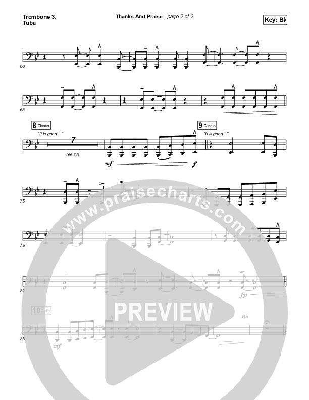 Thanks And Praise (Live) Trombone/Tuba Sheet Music PDF (Songs From The ...