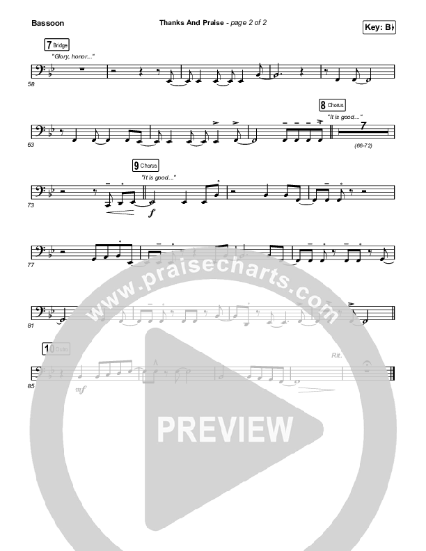 Thanks And Praise (Choral Anthem SATB) Bassoon Sheet Music PDF (Songs ...