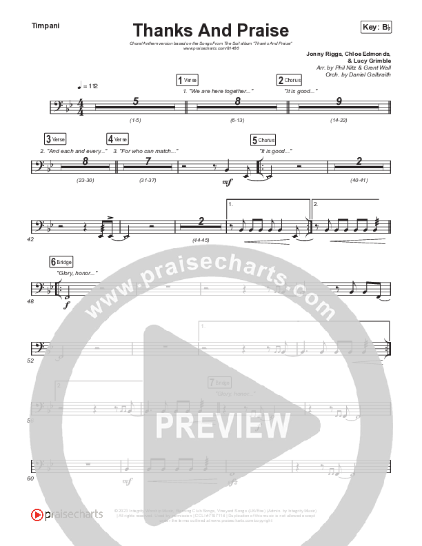 Thanks And Praise (Choral Anthem SATB) Timpani Sheet Music PDF (Songs ...