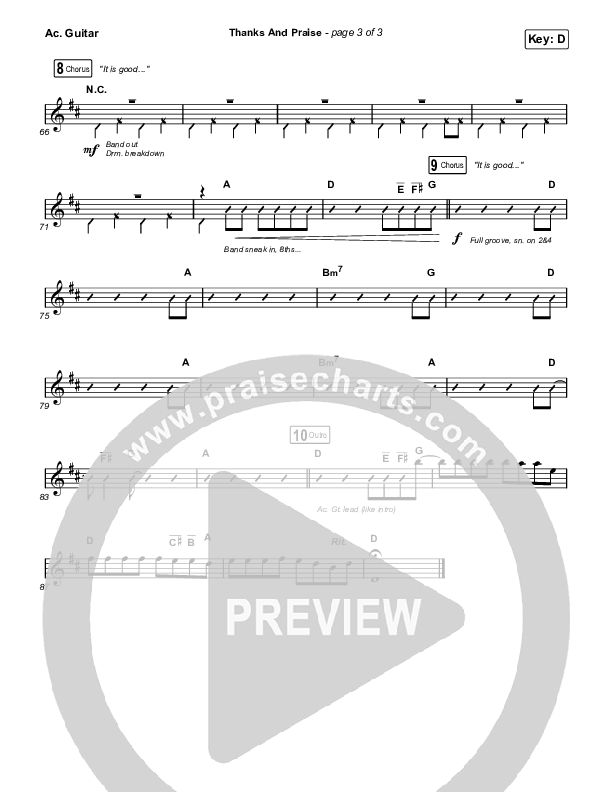 Thanks And Praise (Worship Choir/SAB) Acoustic Guitar Sheet Music PDF ...