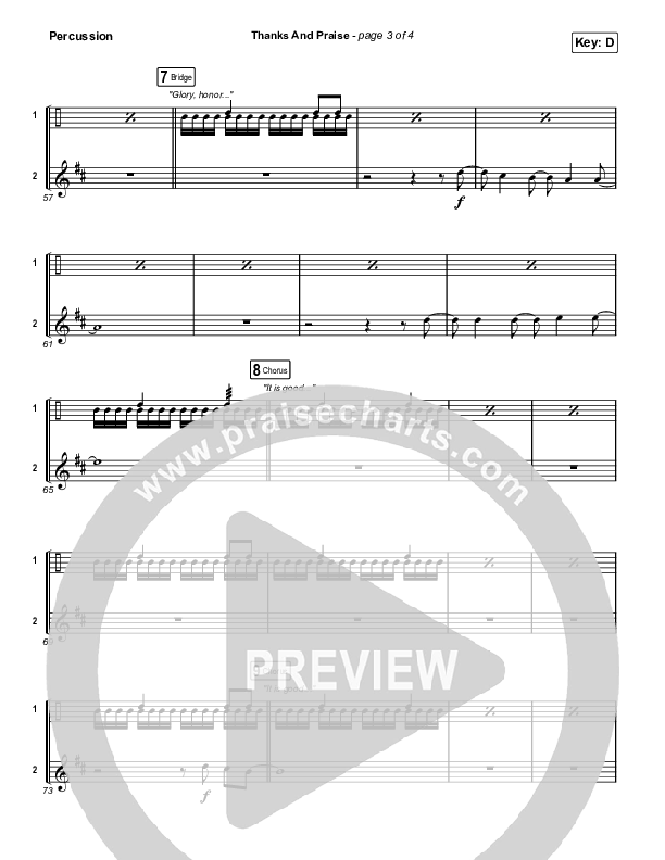 Thanks And Praise (Sing It Now) Percussion Sheet Music PDF (Songs From ...