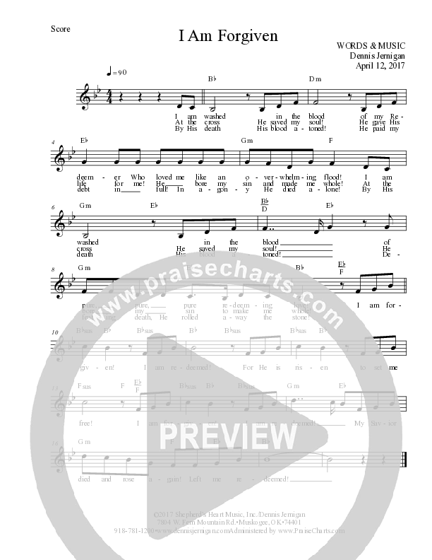 I Am Forgiven Sheet Music PDF (Dennis Jernigan) - PraiseCharts