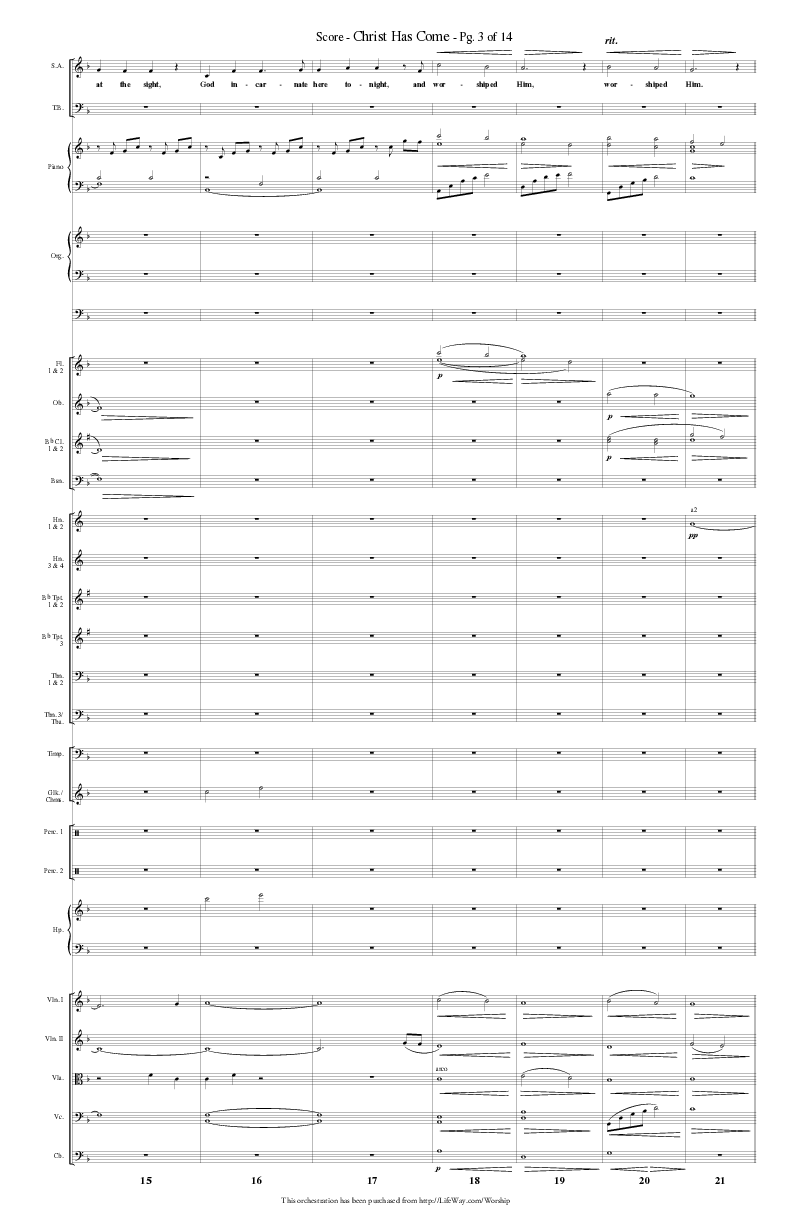Christ Has Come Choral Anthem Satb Orchestration Lifeway Choral