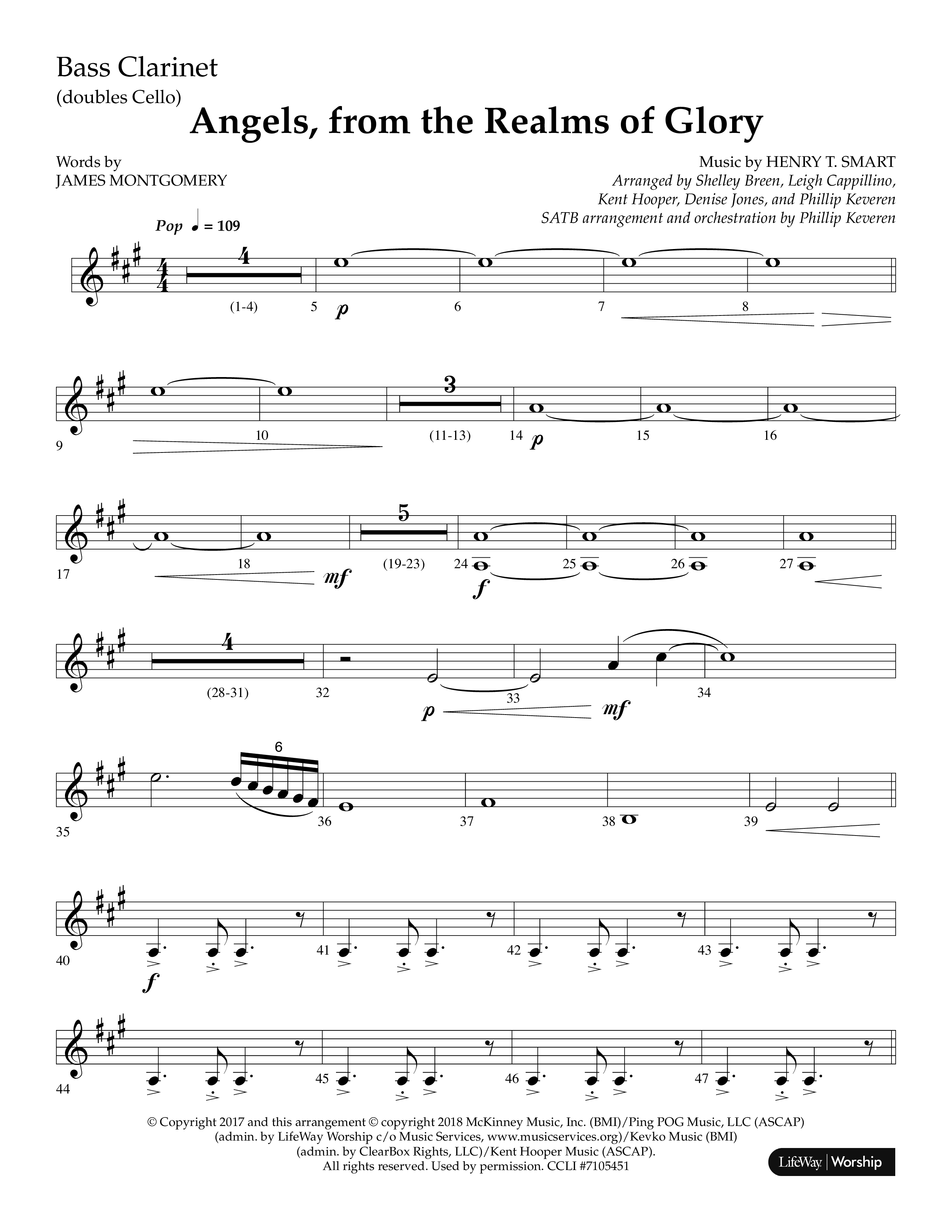 Angels From The Realms Of Glory (Choral Anthem SATB) Bass ClarinetSheet ...