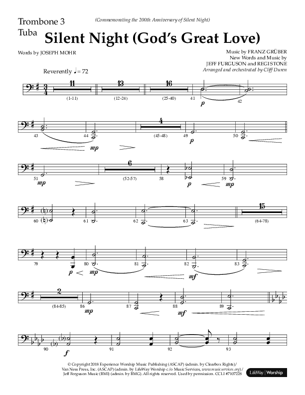 Silent Night Gods Great Love Choral Anthem Satb Trombone Tuba
