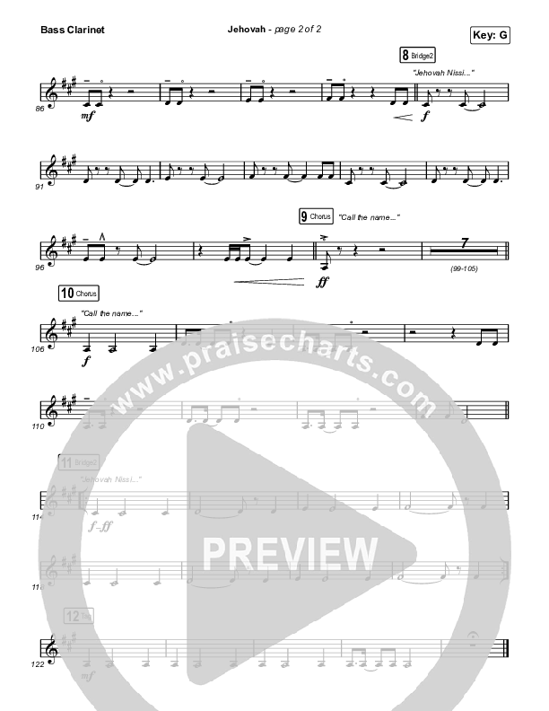 Jehovah (Worship Choir/SAB) Bass ClarinetSheet Music PDF (Elevation Worship / Chris Brown / Arr ...