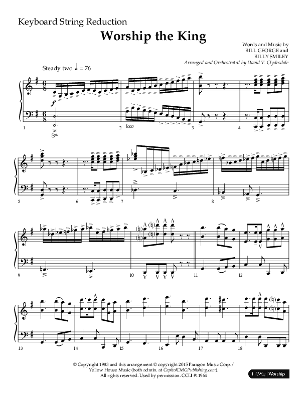 Worship The King (Choral Anthem SATB) String Reduction Sheet Music PDF (Lifeway Choral / Arr ...