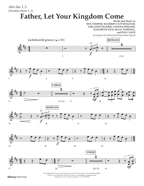 Father Let Your Kingdom Come (Choral Anthem SATB) Alto Sax Sheet Music PDF (Lifeway Choral / Arr ...