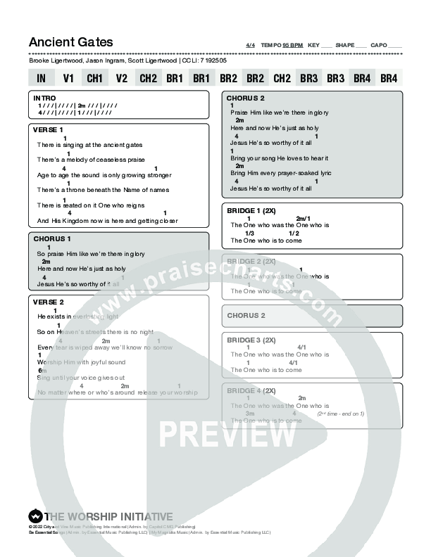 Ancient Gates Chords PDF (The Worship Initiative) - PraiseCharts