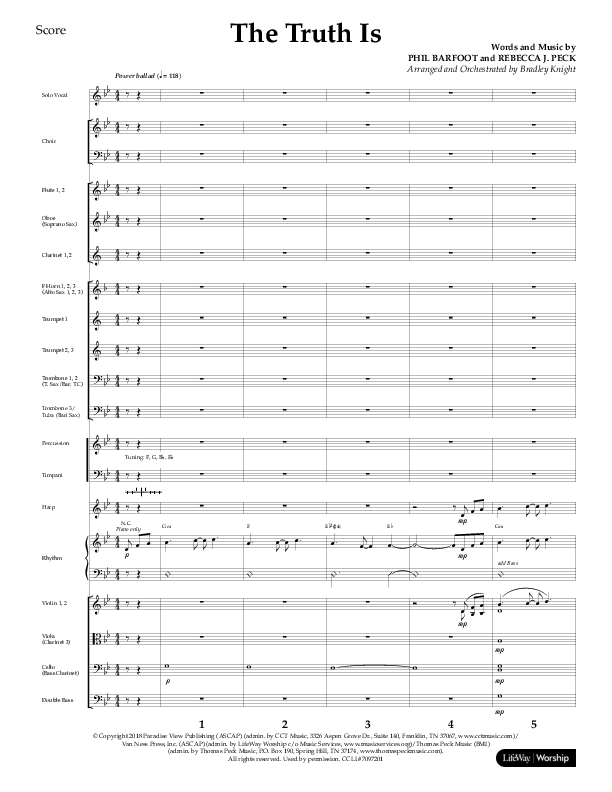 The Truth Is (Choral Anthem SATB) Orchestration (Lifeway Choral / Arr ...