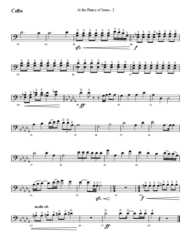 At The Name Of Jesus (Choral Anthem SATB) Cello Sheet Music PDF (Lifeway Choral / Arr. Cliff ...