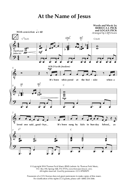 At The Name Of Jesus (Choral Anthem SATB) Sheet Music PDF (Lifeway Choral / Arr. Cliff Duren ...
