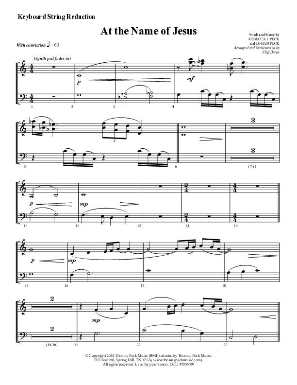 At The Name Of Jesus (Choral Anthem SATB) String Reduction Sheet Music PDF (Lifeway Choral / Arr ...