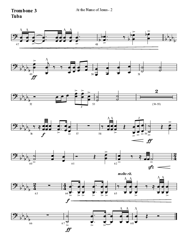 At The Name Of Jesus (Choral Anthem SATB) Trombone/Tuba Sheet Music PDF (Lifeway Choral / Arr ...