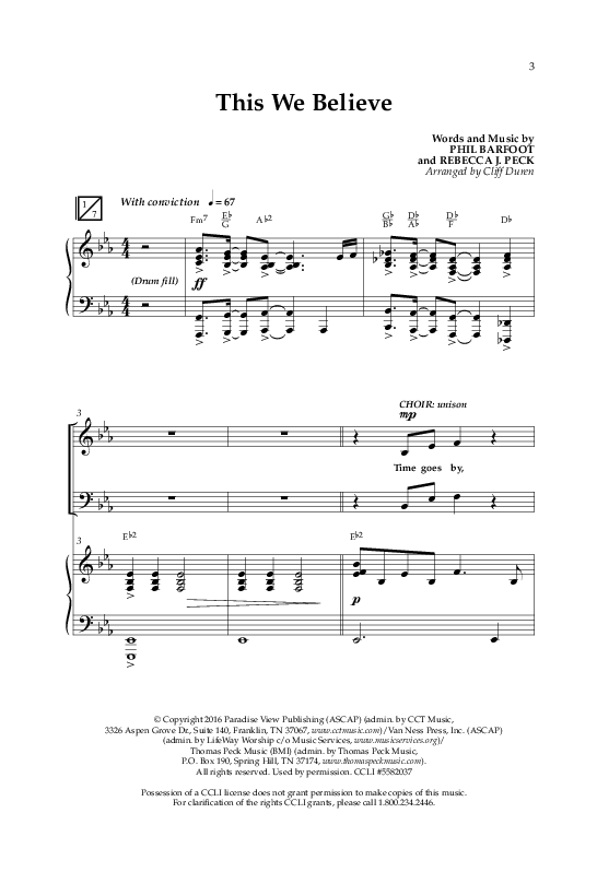 This We Believe (Choral Anthem SATB) Sheet Music PDF (Lifeway Choral / Arr. Cliff Duren ...