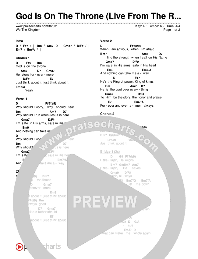 God Is On The Throne (Live From The Ryman) Chords PDF (We The Kingdom) - PraiseCharts