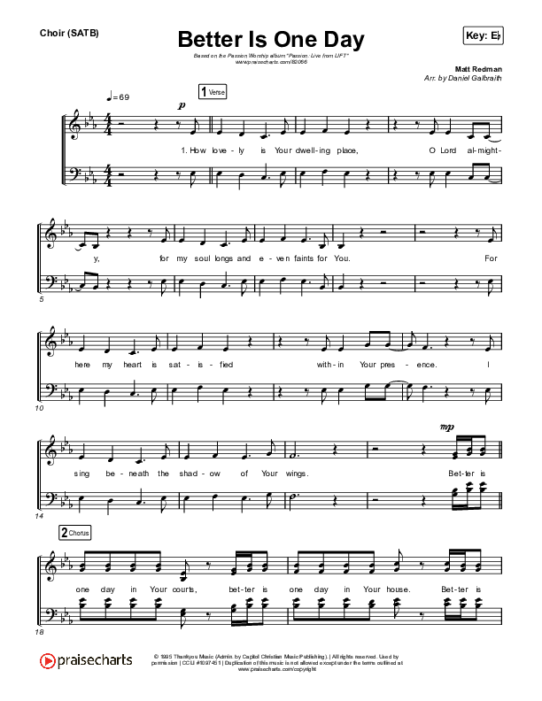 Better Is One Day (Live From Lift Creative Conference) Choir Sheet ...