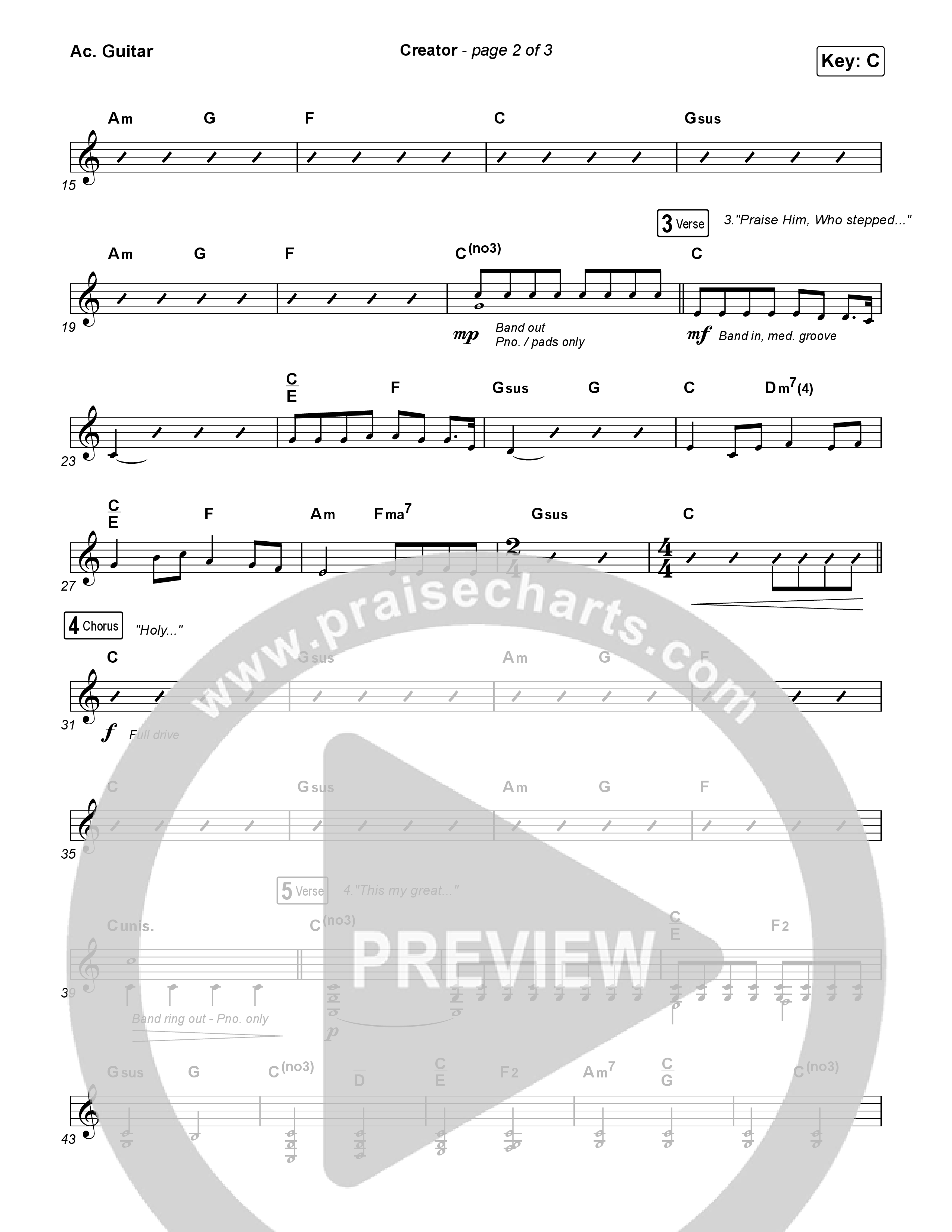 Creator (Unison/2-Part) Acoustic Guitar Sheet Music PDF (Phil Wickham ...