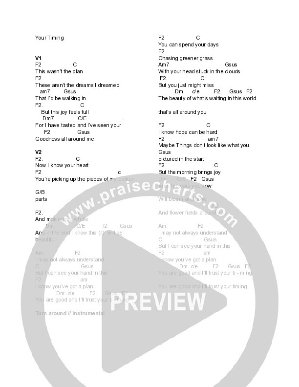 Your Timing Chords PDF (Rachel Caldwell) - PraiseCharts