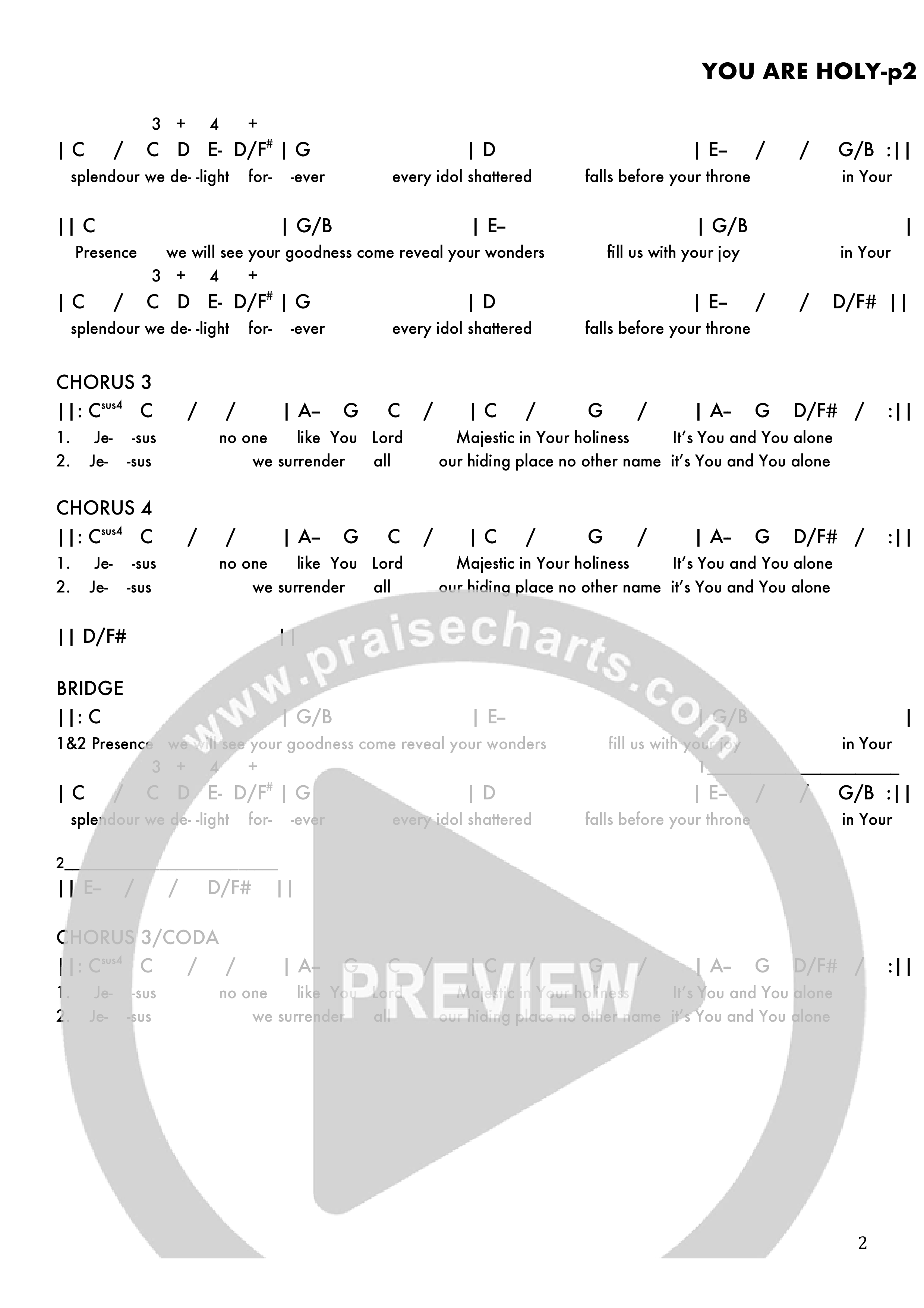 You Are Holy (Live) Chords PDF (Every Nation Music) - PraiseCharts