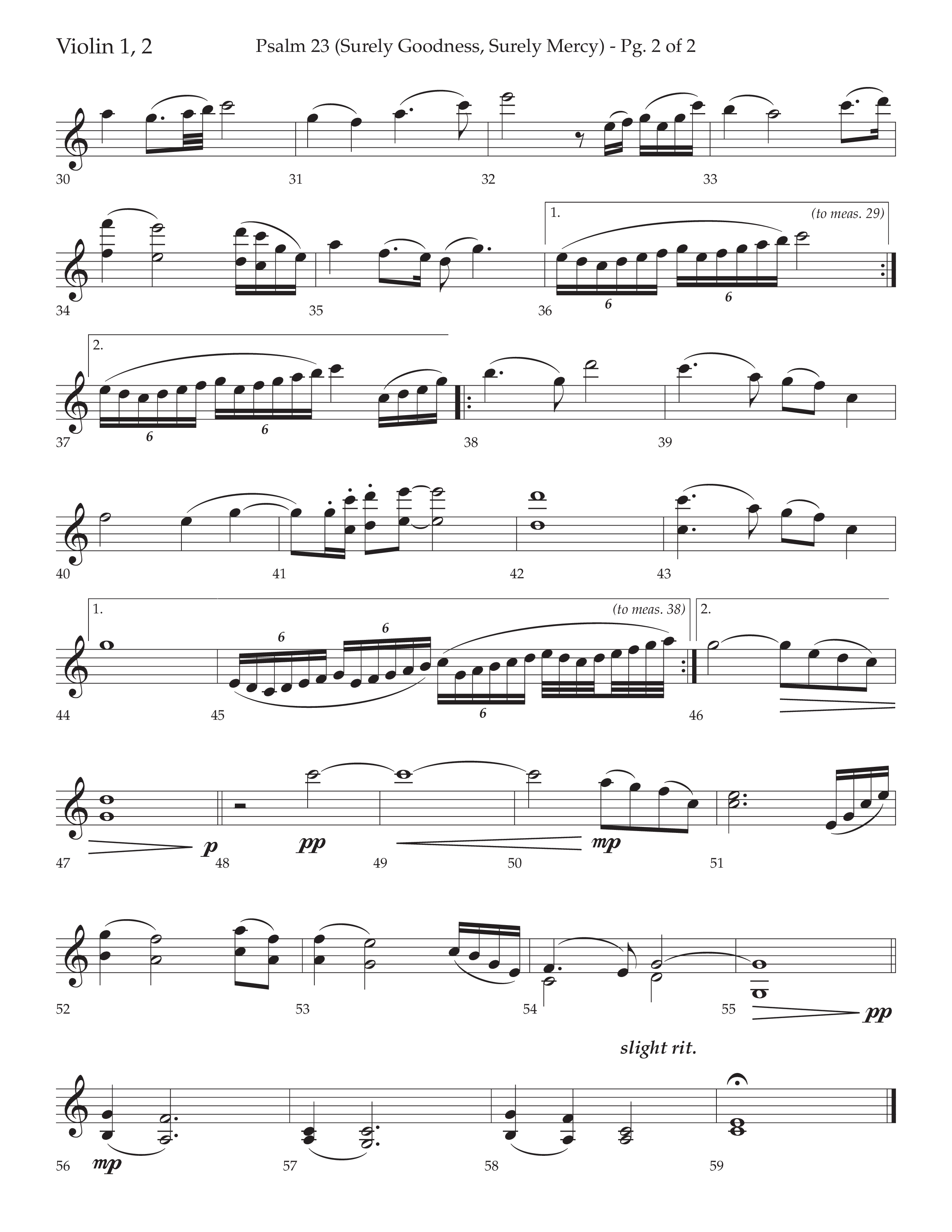 Psalm 23 (Surely Goodness) (Choral Anthem SATB) Violin Sheet Music PDF ...